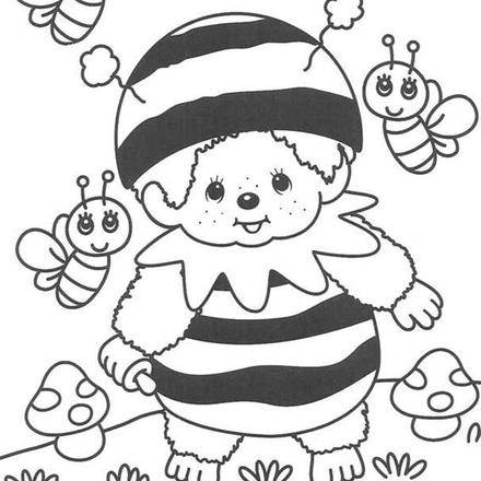 Kiki el mono para pintar - 8 dibujos gratis para imprimir y pintar